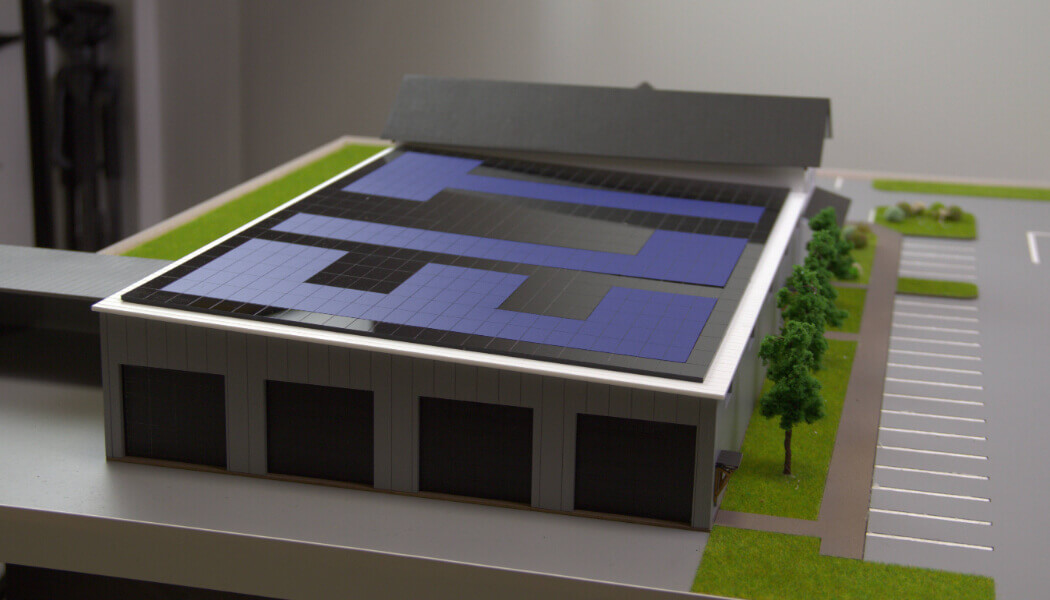Commercial building with solar panels - Architectural Models
