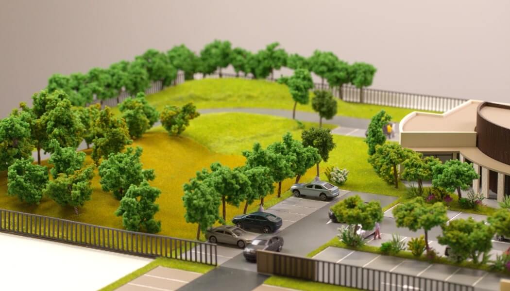 Public building with solar panels - Architectural Models